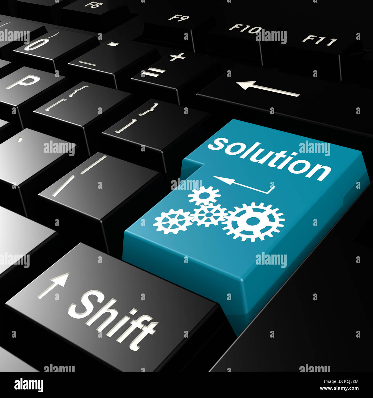 Solution word on the blue enter keyboard image with hi-res rendered ...