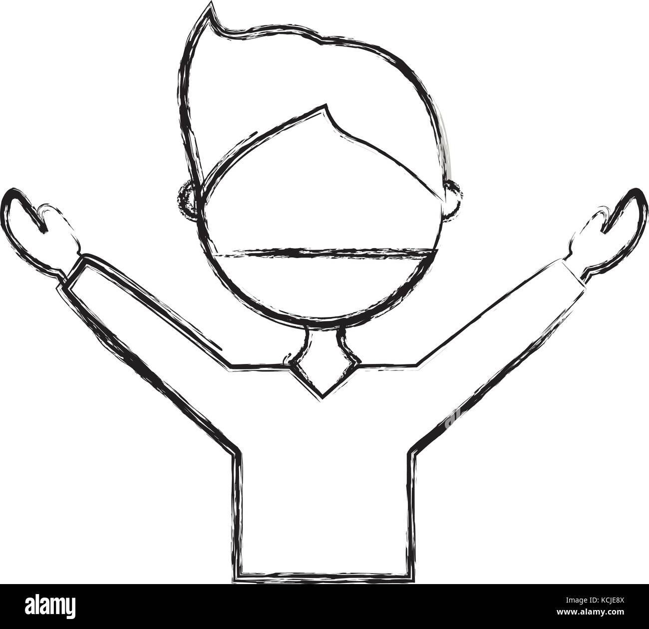 flat line uncolored man with beard over white background vector ...