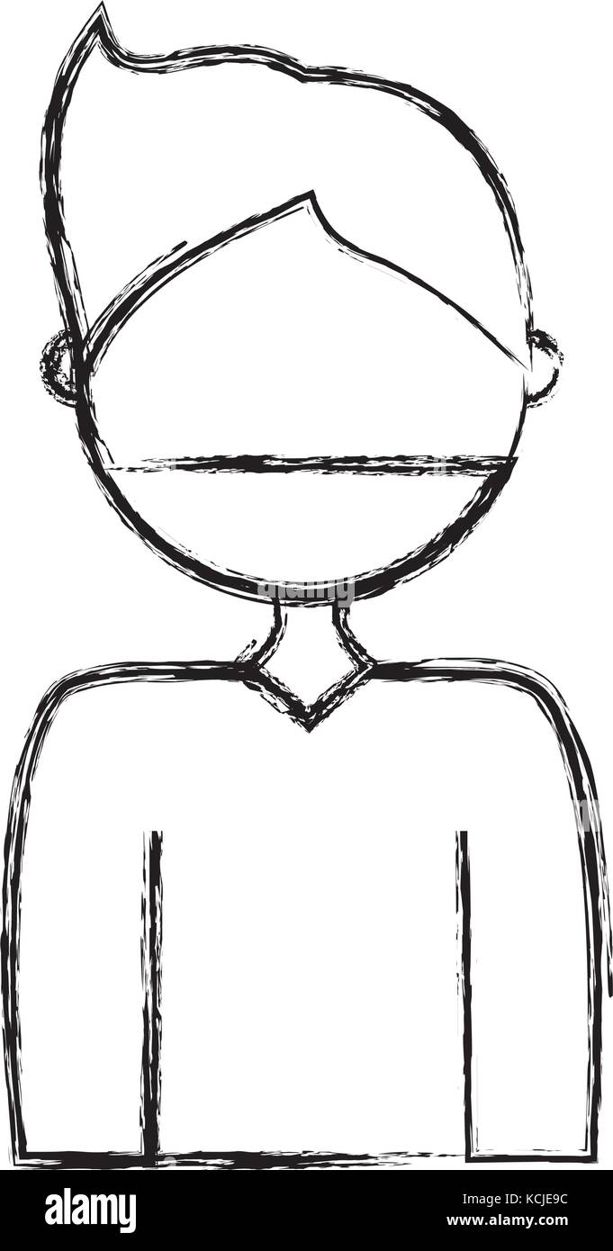 flat line uncolored man with beard over white background vector ...