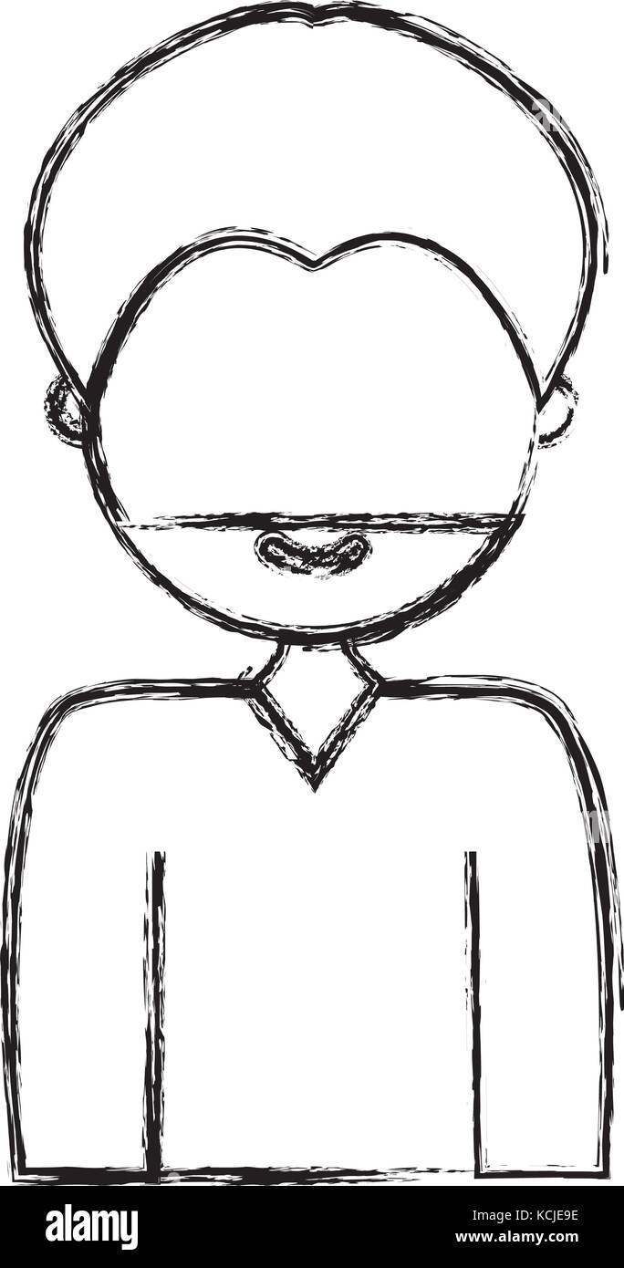 flat line uncolored man with beard over white background vector ...