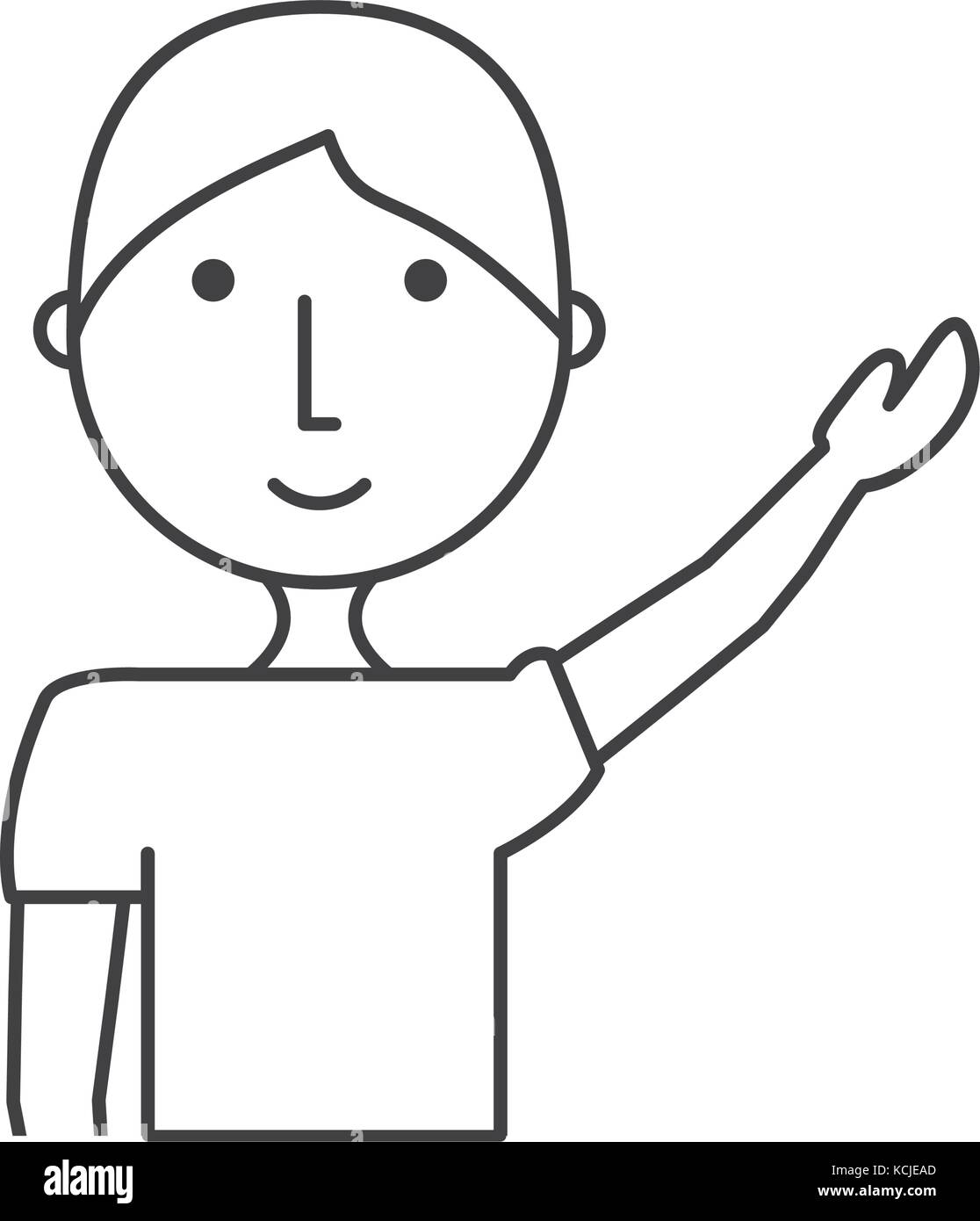 flat line uncolored boy over white background vector illustration Stock ...