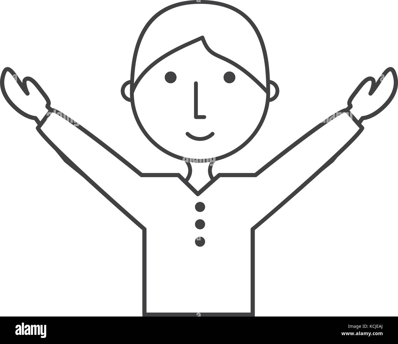 flat line uncolored boy over white background vector illustration Stock ...