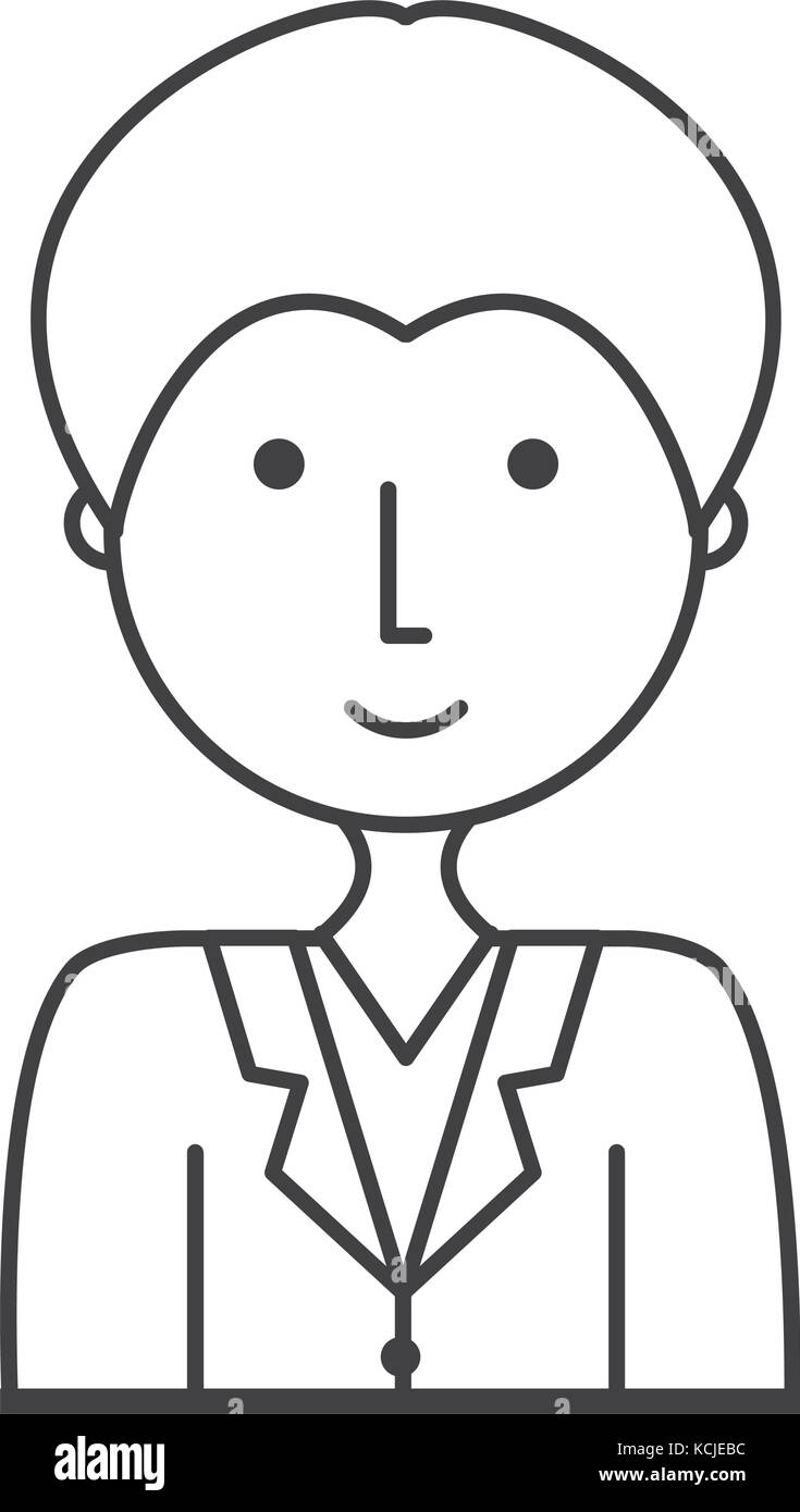 flat line uncolored man over white background vector illustration Stock ...