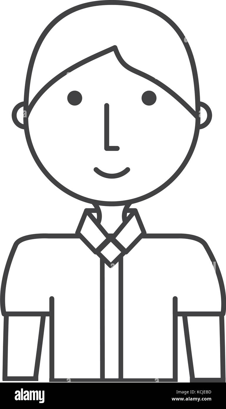 flat line uncolored man over white background vector illustration Stock ...