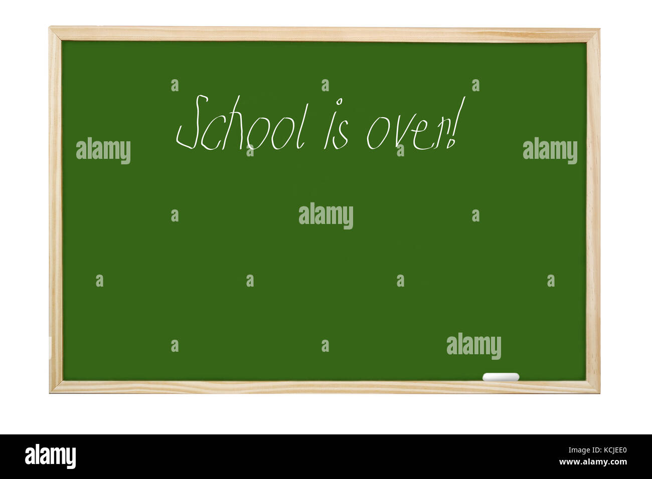 Green class board with School is Over handwriting - isolated on white ...