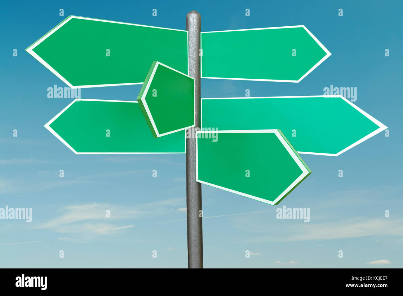 Blank direction sign over blue hi-res stock photography and images - Alamy