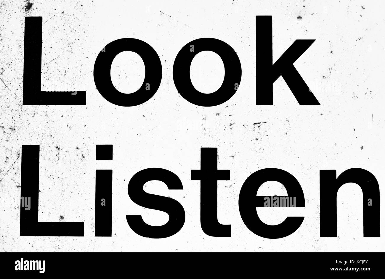 Railway crossing warning sign lettering Stock Photo - Alamy