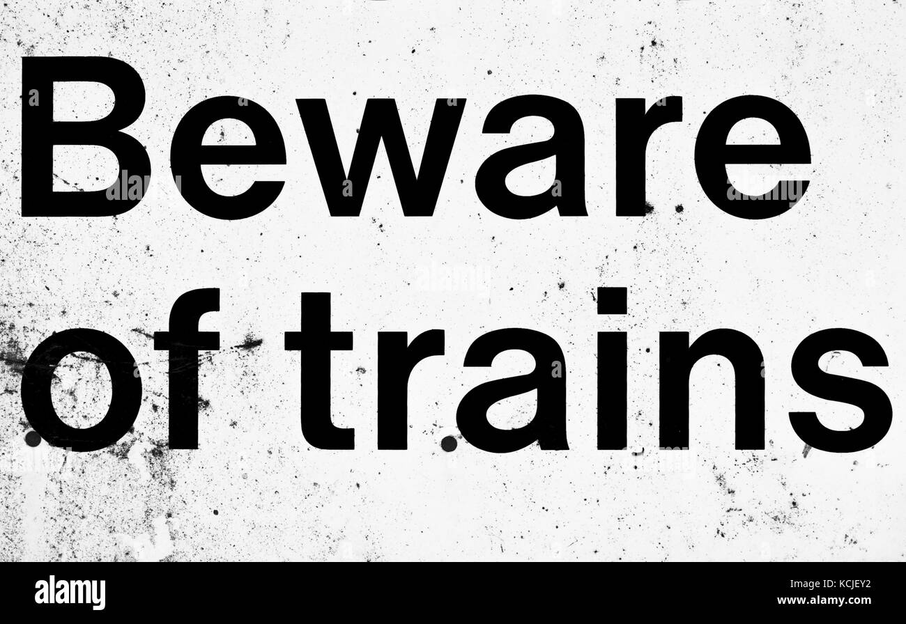 Railway crossing warning sign lettering Stock Photo - Alamy