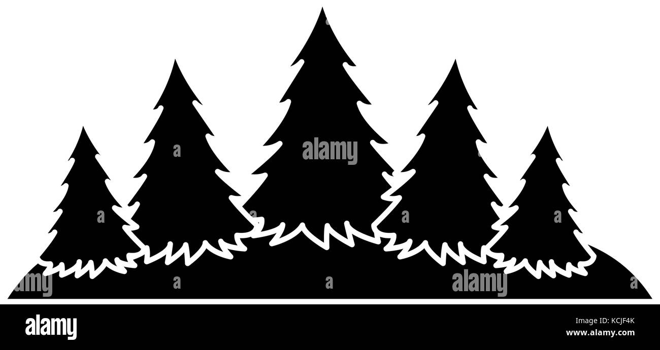 Pine forest scene silhouette Stock Vector Image & Art - Alamy