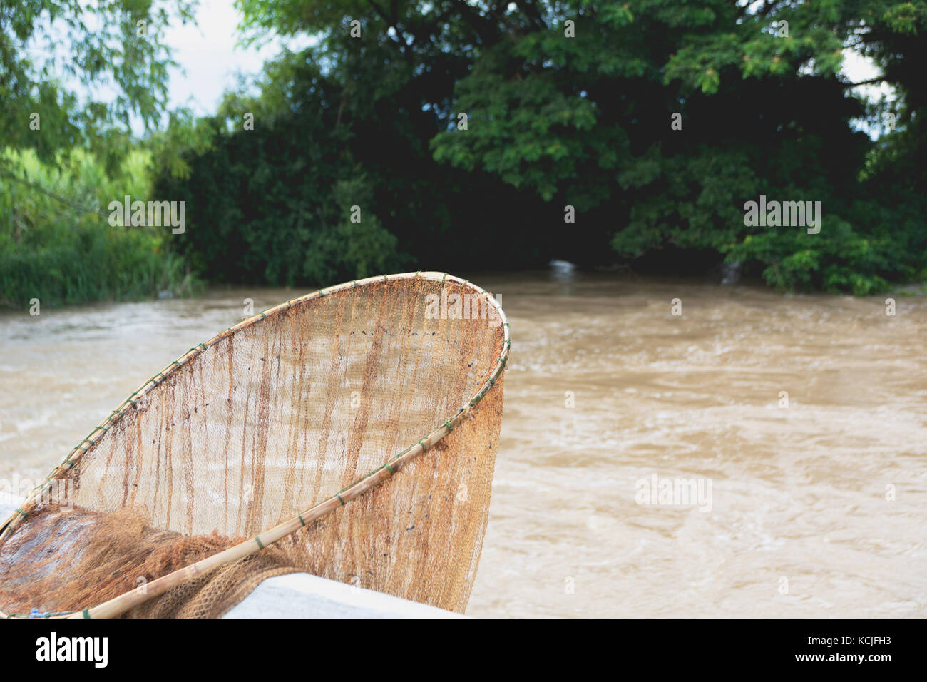 Swing net shape spoon for fishing, fishing net with the river and trees ...