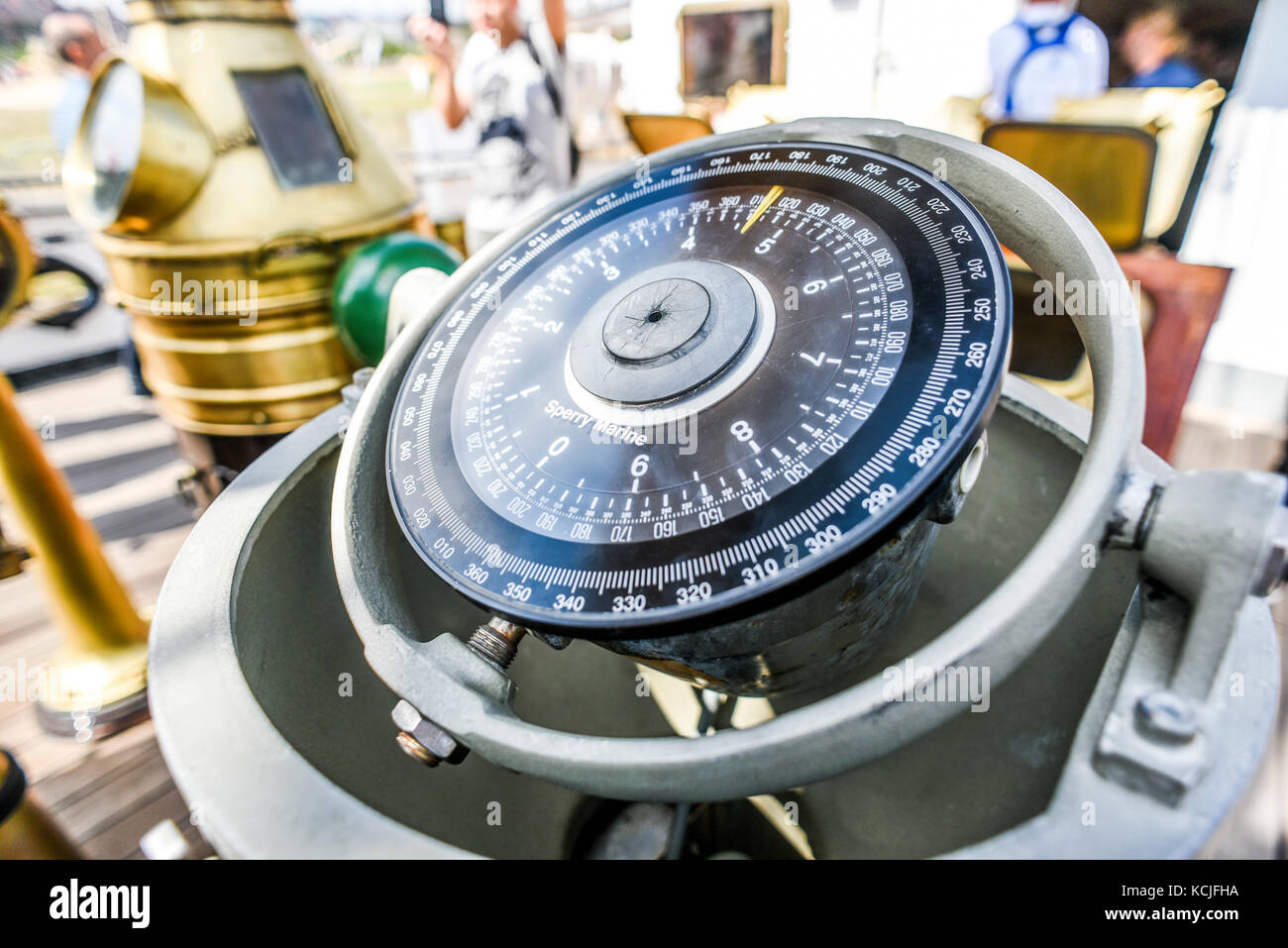 Szczecin, Poland, 7 august 2017: Old classic compass on a sailing yacht ...