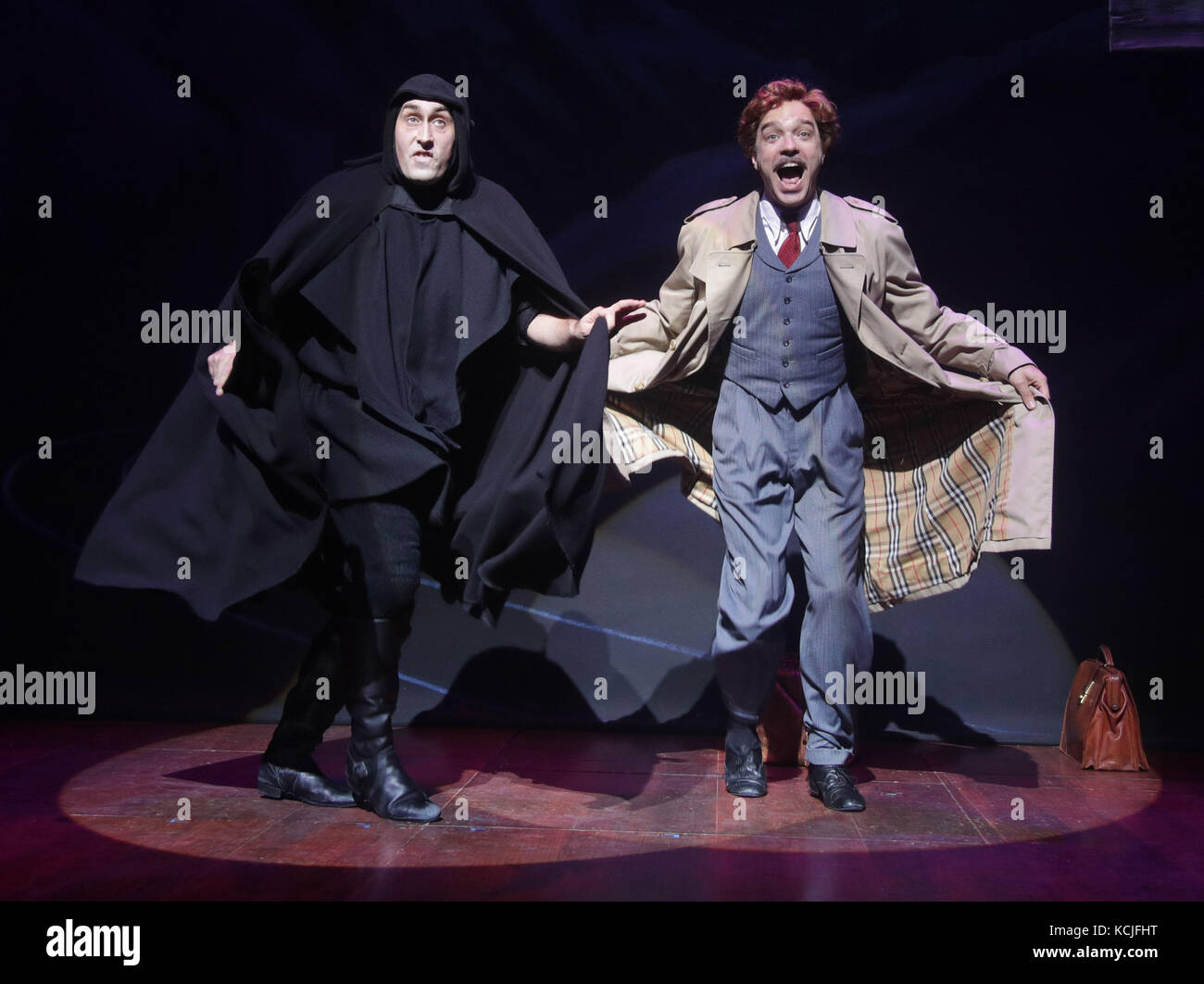 Hadley Fraser (right) as Frederick Frankenstein and Ross Noble as Igor ...