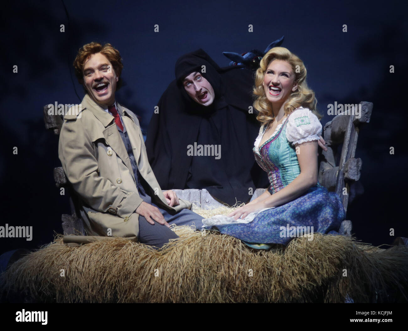 (left to right) Hadley Fraser as Frederick Frankenstein, Ross Noble as ...