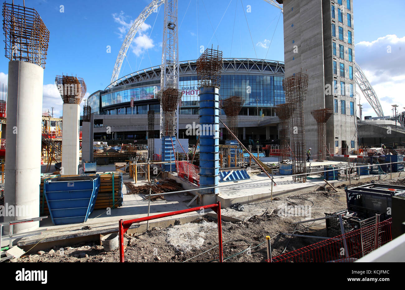A general view of construction work around Wembley stadium prior to the ...
