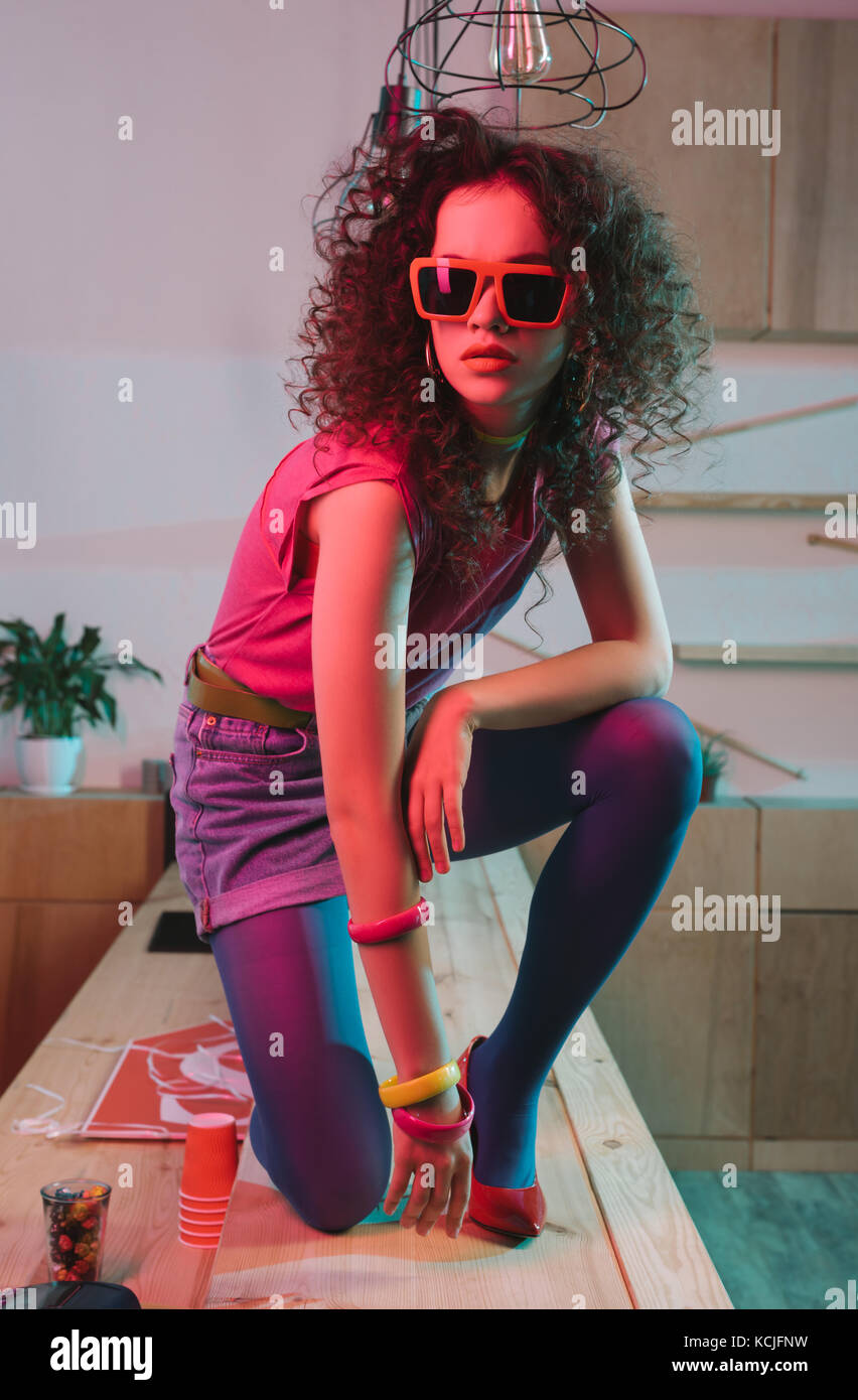 fashionable woman in bar Stock Photo - Alamy