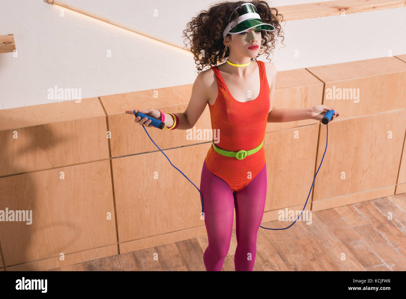 woman exercising with skipping rope Stock Photo - Alamy