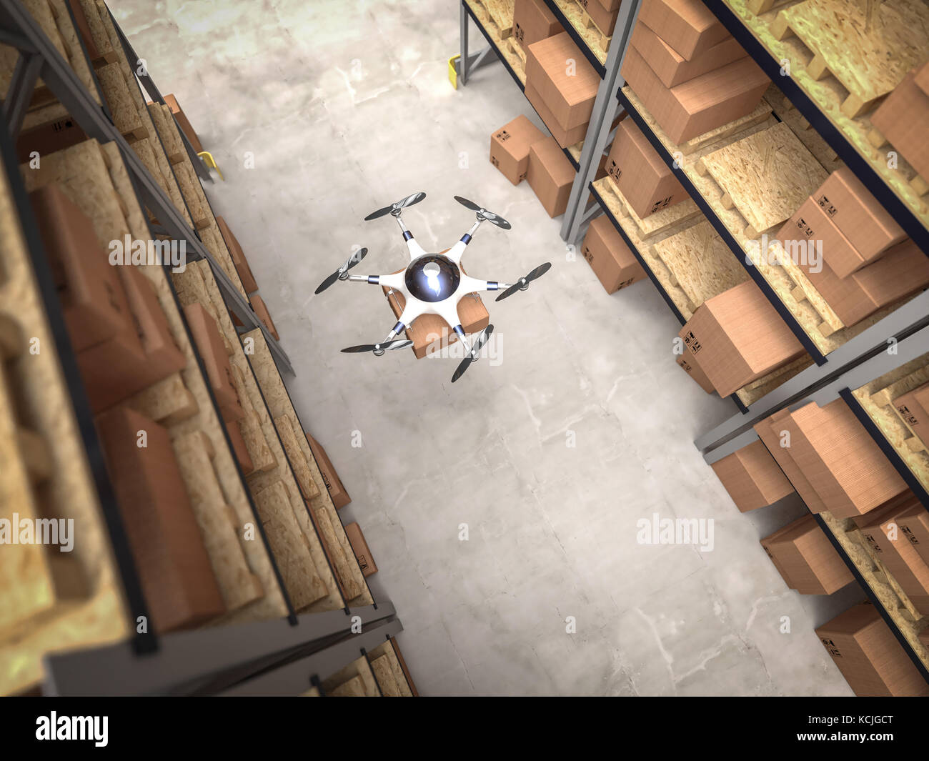 modern drone work in warehouse 3d rendering image Stock Photo - Alamy