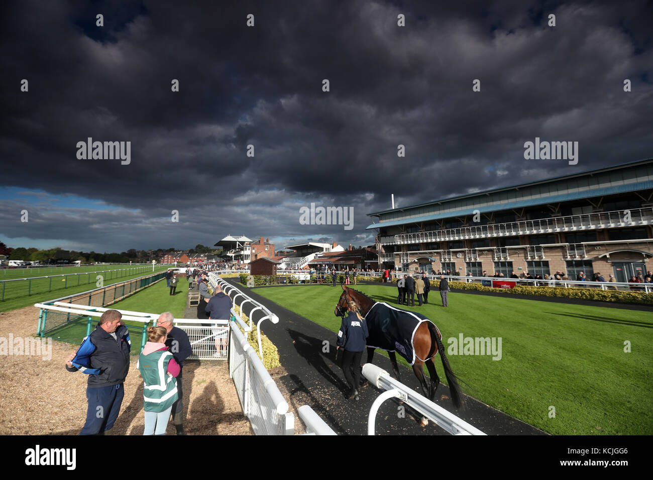 General view of the parade ring at Warwick Racecourse Stock Photo - Alamy