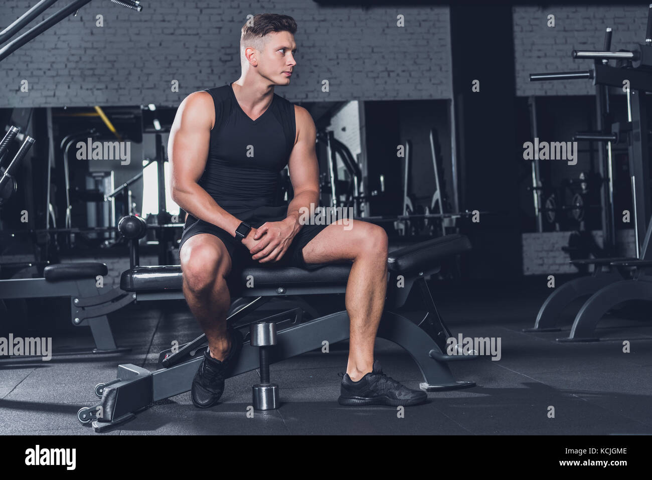 athletic man in gym Stock Photo - Alamy