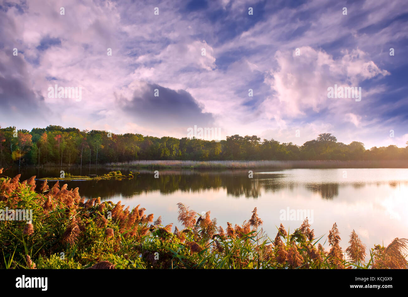 Chesapeake Bay lake in early Autumn during sunset Stock Photo - Alamy