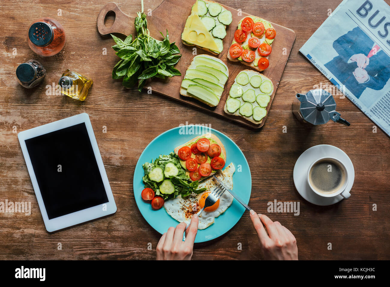 woman having breakfast Stock Photo - Alamy