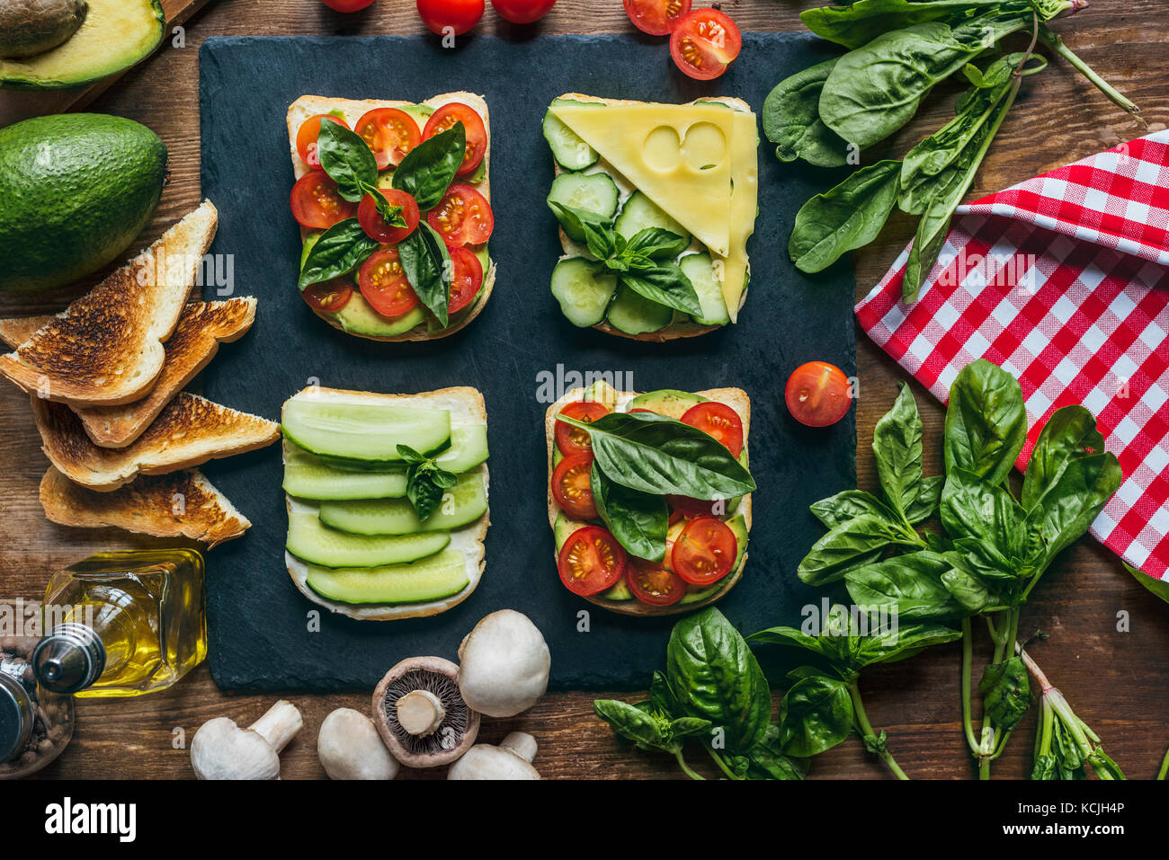 Top view tasty toasts hi-res stock photography and images - Alamy