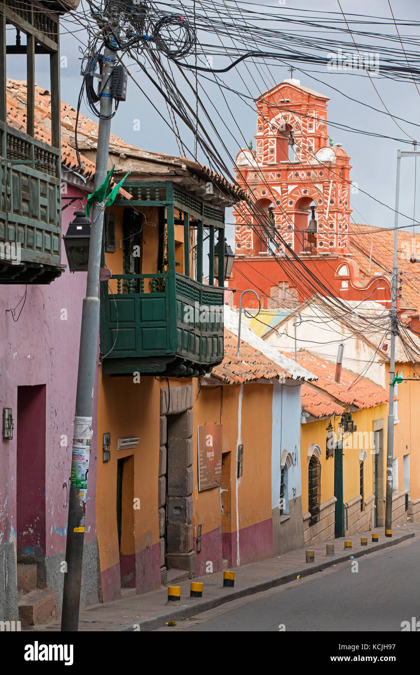 Colourful houses in colonial street in the city Potosi, Tomás Frías ...
