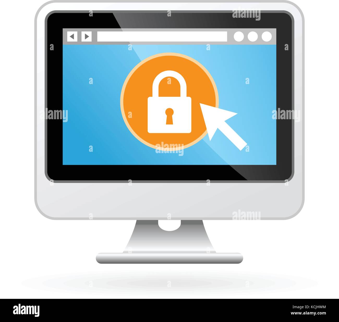 Computer icon with padlock on screen - security concept Stock Vector ...