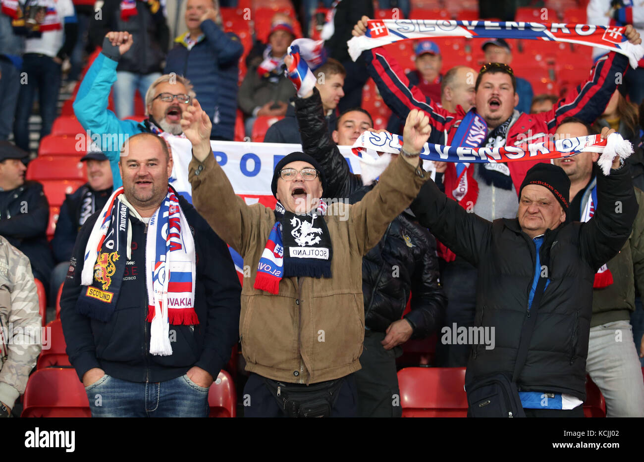 Slovakia fans in the stands before the 2018 FIFA World Cup Qualifying ...