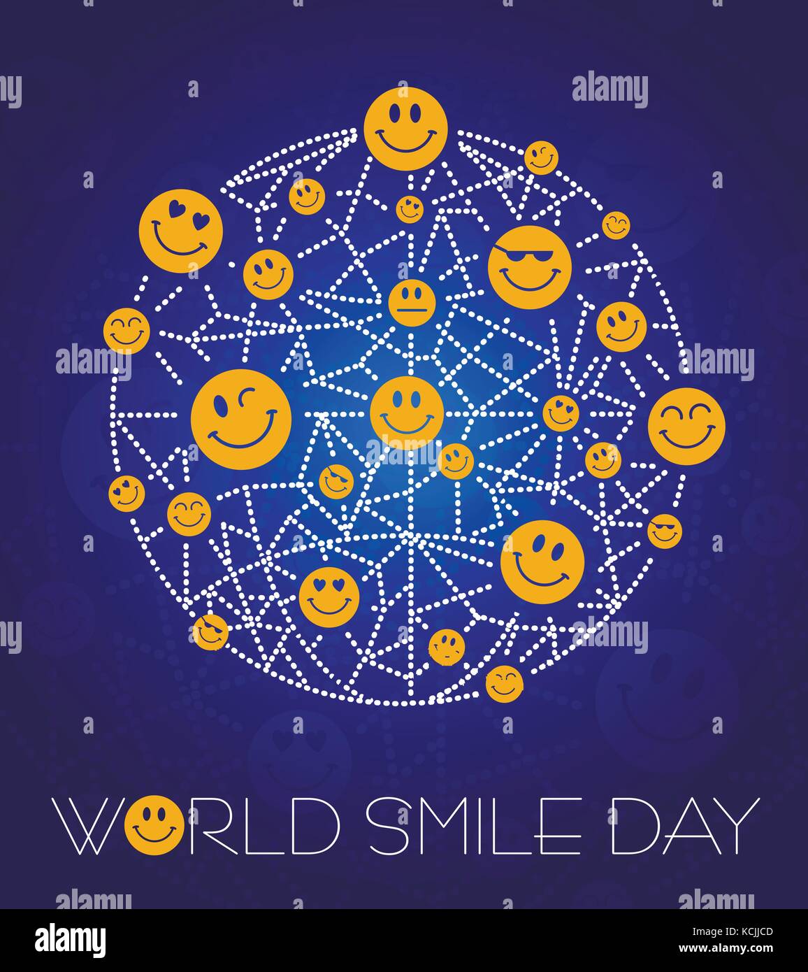 Greeting card. Holiday - World Smile Day. concept of charging the smile ...