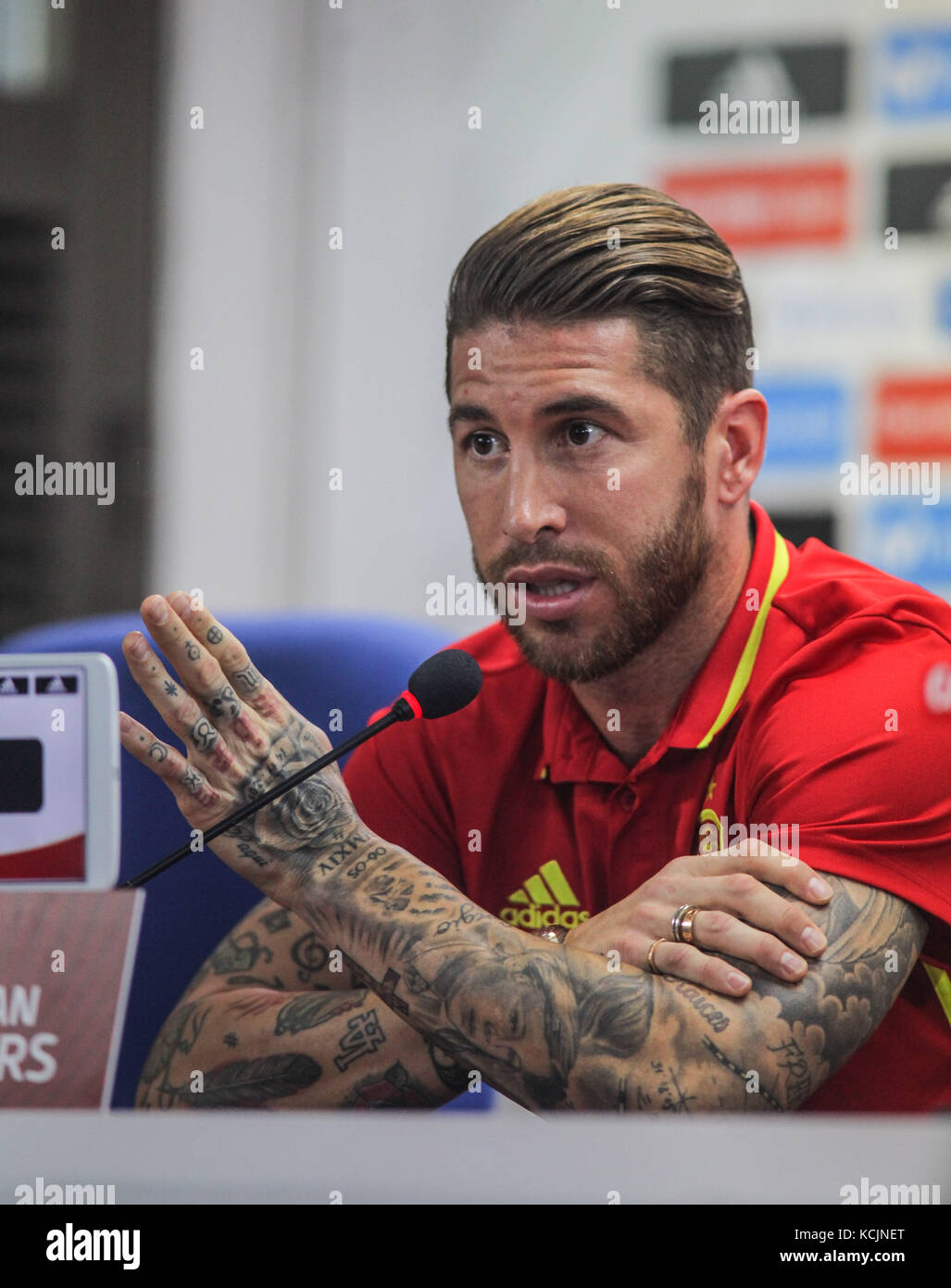 Alicante, Spain. 5th Oct, 2017. Soccer player Sergio Ramos during the ...