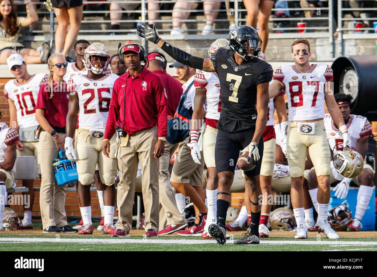 Winston-Salem, NC, USA. 30th Sep, 2017. Scotty Washington (7) of the ...