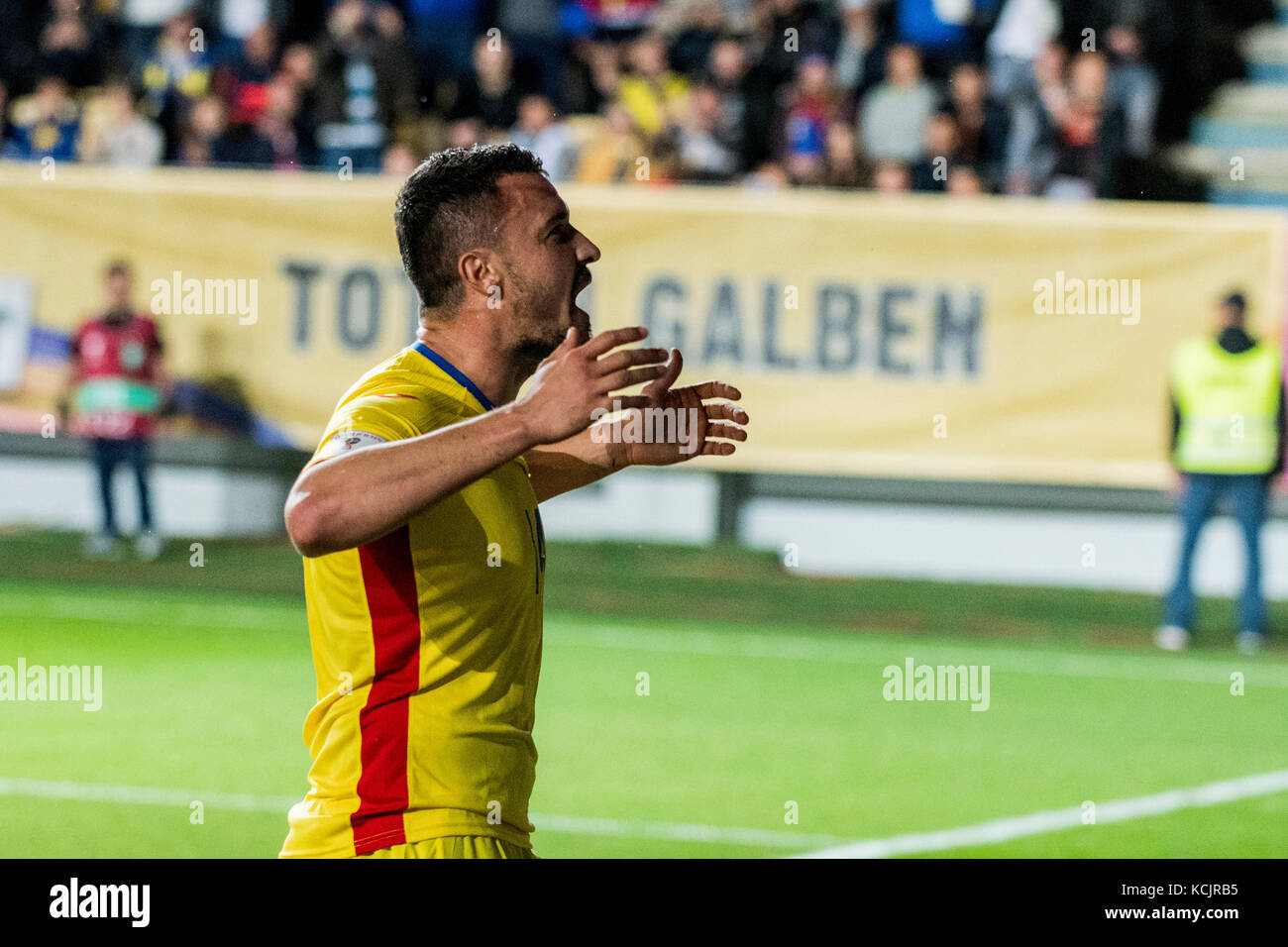 October 5, 2017: Constantin Budescu #14 (Romania) celebrating the ...