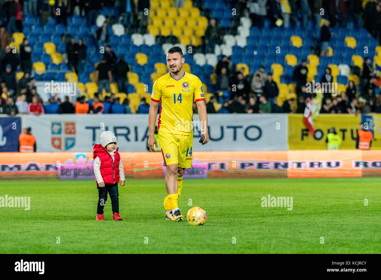 October 5, 2017: Constantin Budescu #14 (Romania) and his child after ...