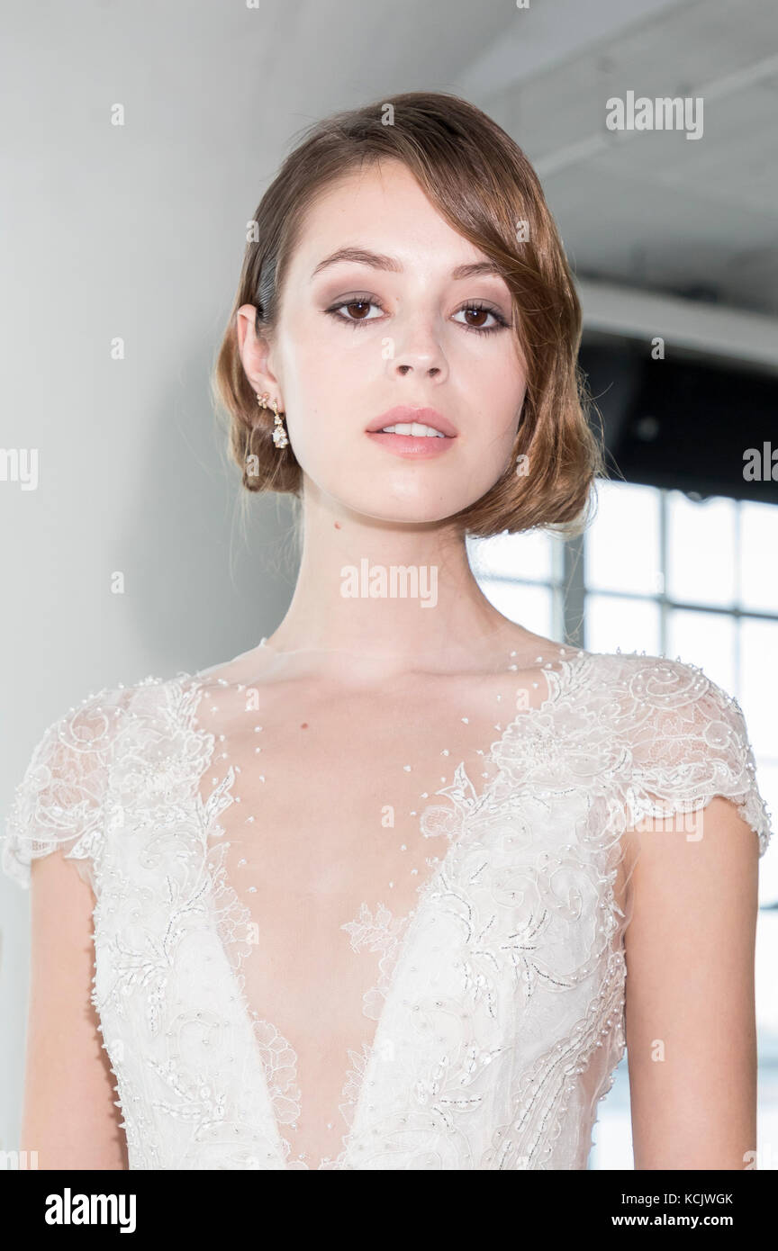 New York, NY, USA - October 5, 2017: A model shows out a dress by ...