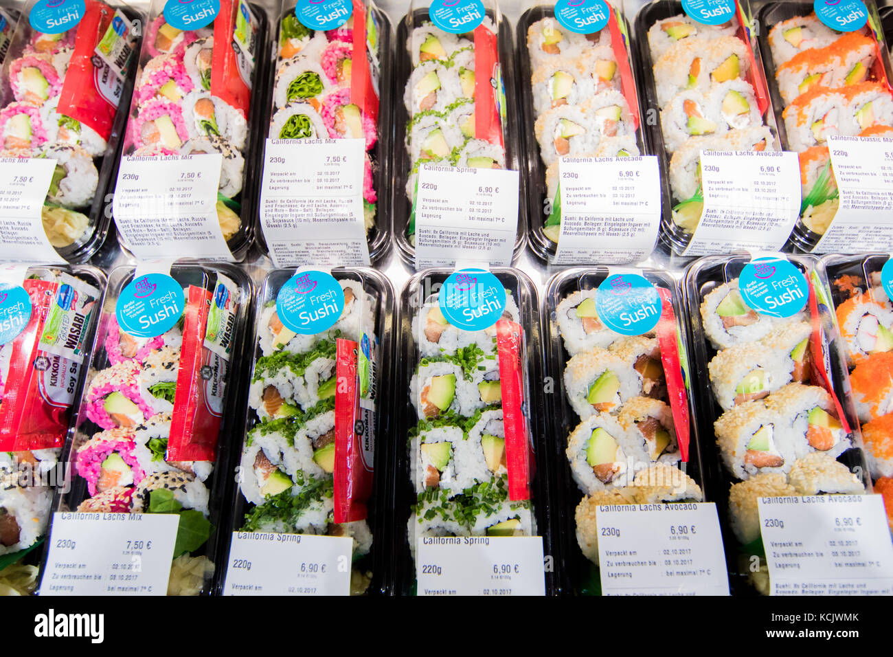Cologne, Germany. 2nd Oct, 2017. Fresh sushi can be seen at a counter ...