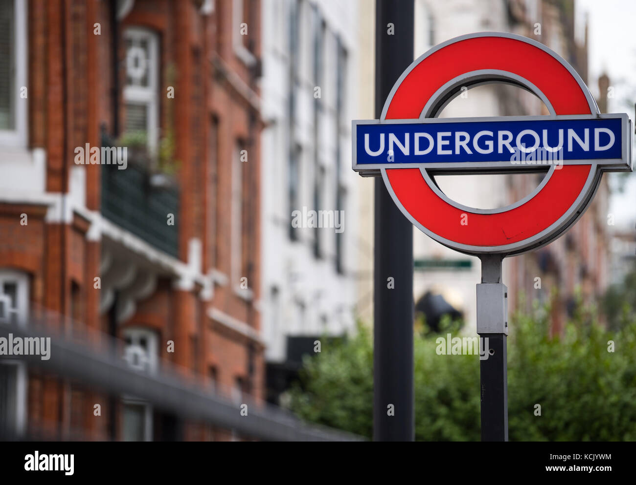 The sign of an underground station can be seen in London, England, 5 ...