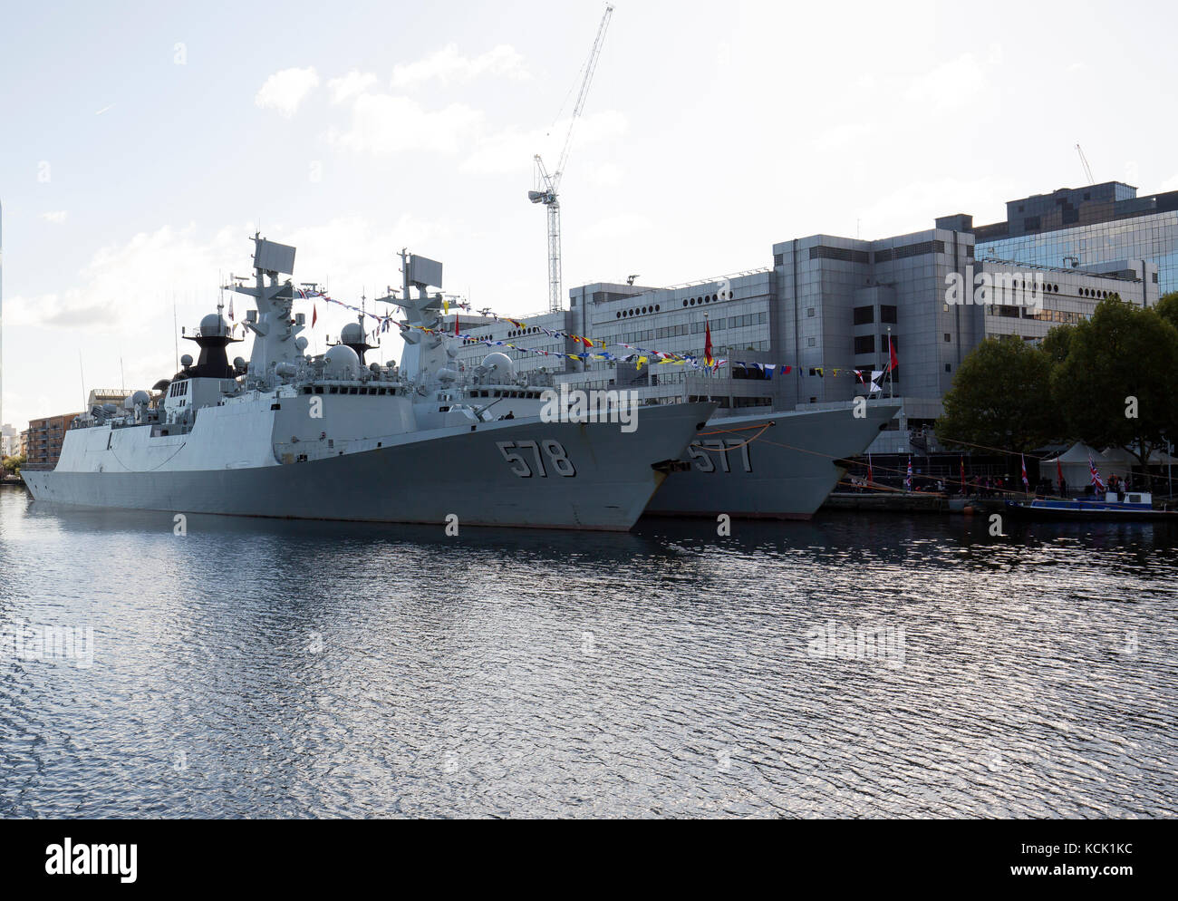 West India Dock, UK. 6th Oct, 2017. Chinese Navy Ships Huanggang and ...