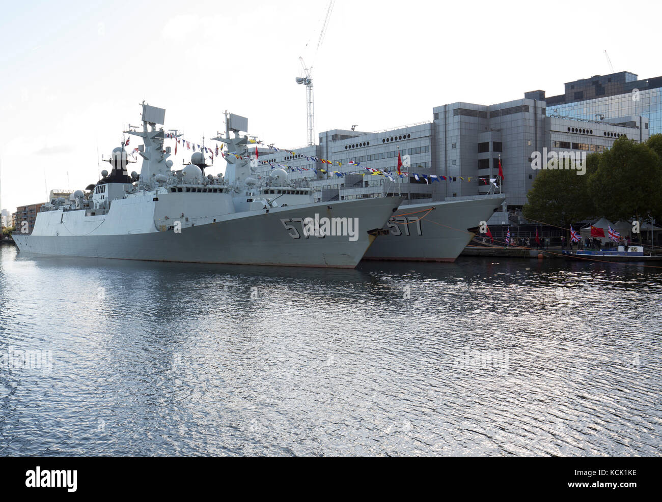 West India Dock, UK. 6th Oct, 2017. Chinese Navy Ships Huanggang and ...