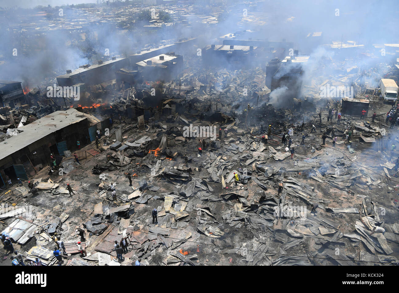 Nairobi. 6th Oct, 2017. Photo taken on Oct. 6, 2017 shows the destroyed ...