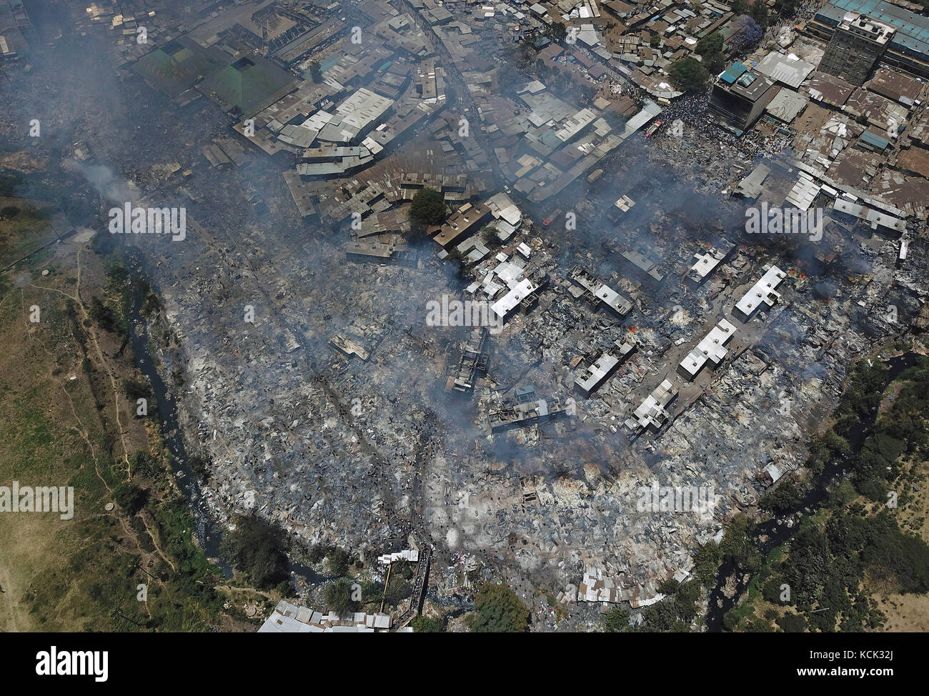 Nairobi. 6th Oct, 2017. Photo taken on Oct. 6, 2017 shows the destroyed ...
