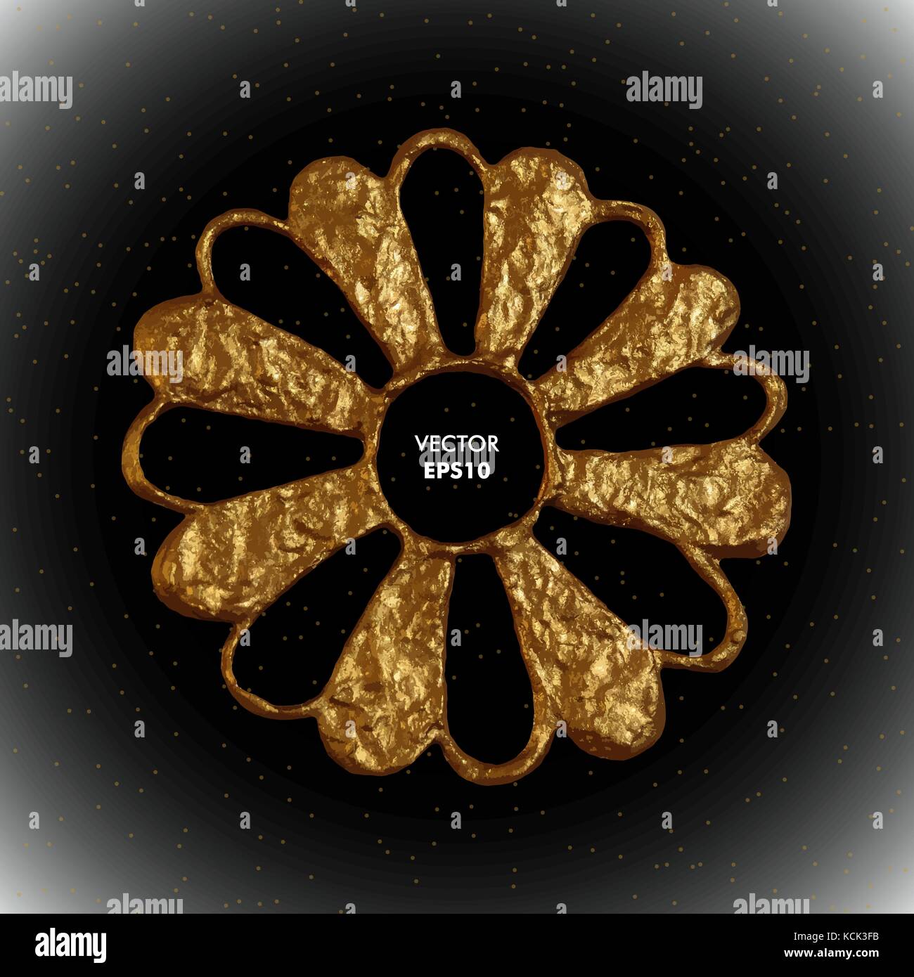 Gold flower vector illustration. Stylized golden floral bloom flower ...