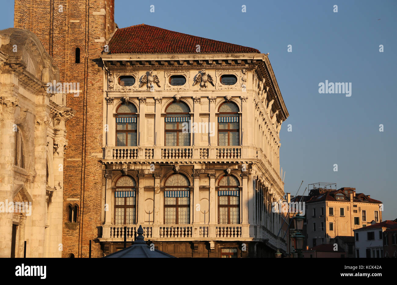 Venice Italy Ancient Palace in Grand Canal in venetian style Stock ...
