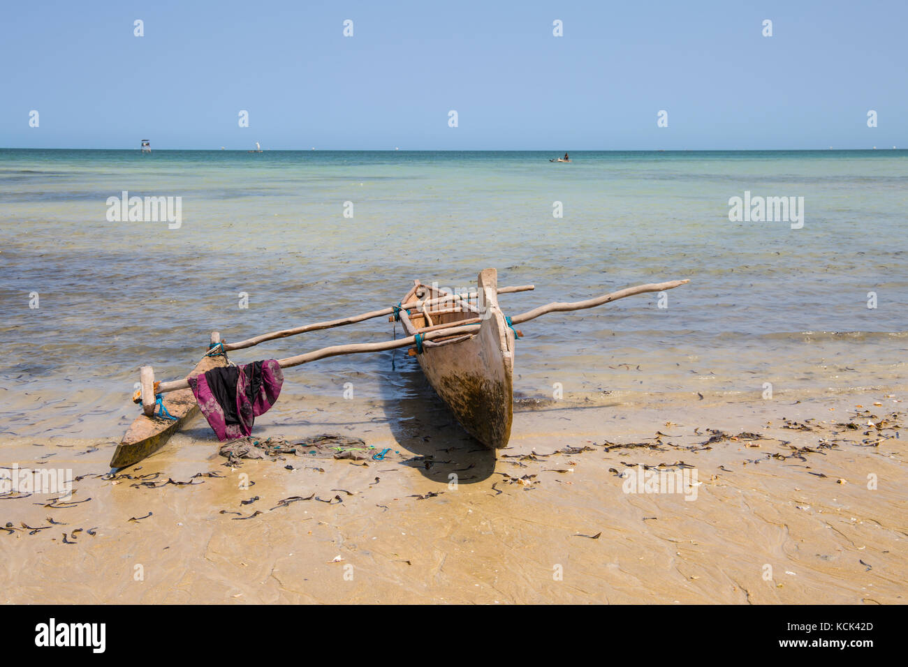 Fishing boats moored on the beach, Ifaty Beach, Madagascar, 2017 Stock ...