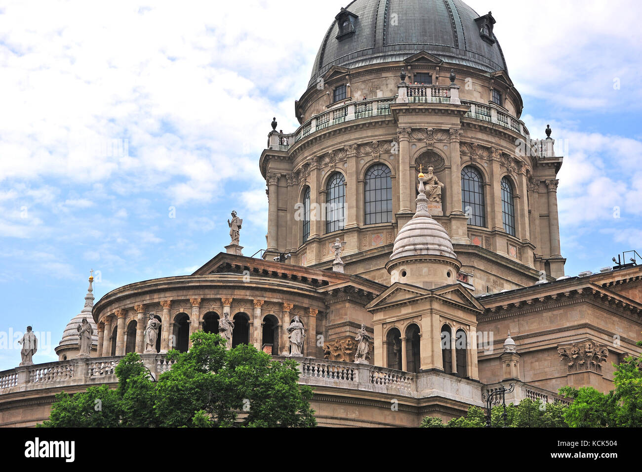 View of the dome and sculpture of Budapest cathedral, Hungary Stock ...