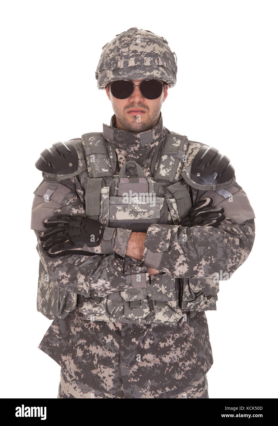 Portrait Of Soldier Isolated Over White Background Stock Photo - Alamy
