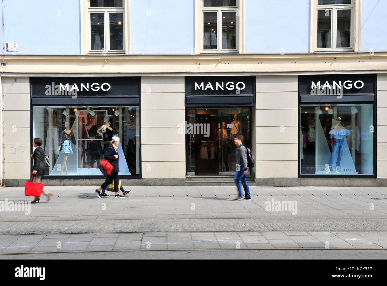 GRAZ, AUSTRIA - APRIL 15: Undefined people in the shopping street in ...