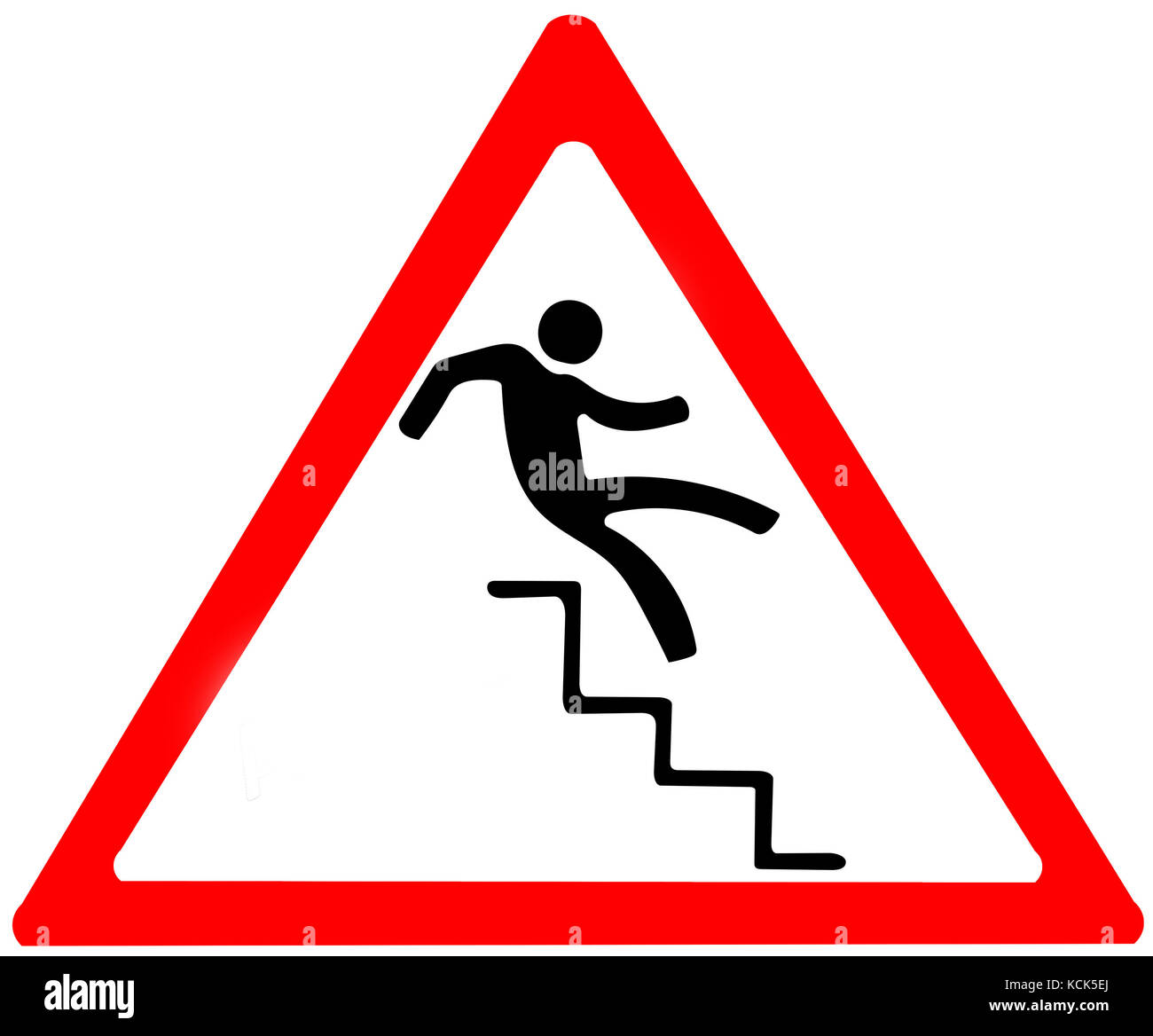 risk of falling warning.Red triangular warning symbol sign on white ...