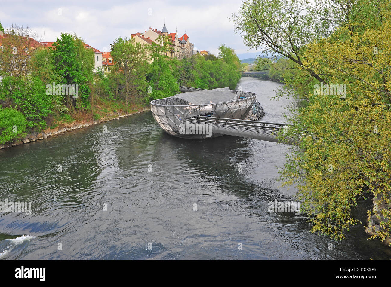 Modern bridge on the river, Graz, Austria Stock Photo - Alamy