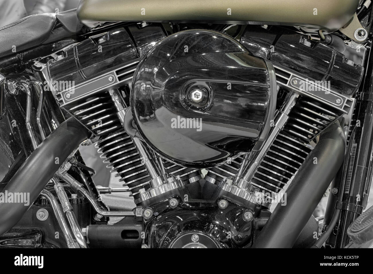 Detail of air cooled twin engine of motorcycle Stock Photo - Alamy